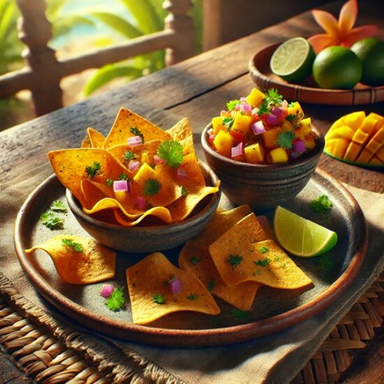 Shell’s Kitchen with Chef Garden Clam’Sea: Taro Chips with Mango Salsa ...